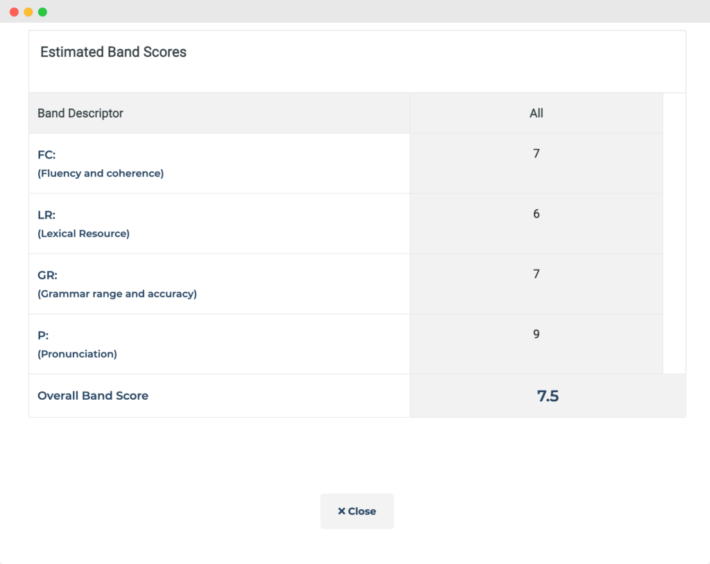 Speaking Evaluation Service